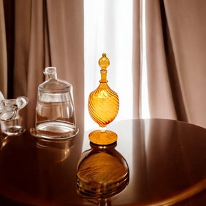 Handcrafted Orange Glass Perfume Bottle - Hand Painted Essential Oil ...