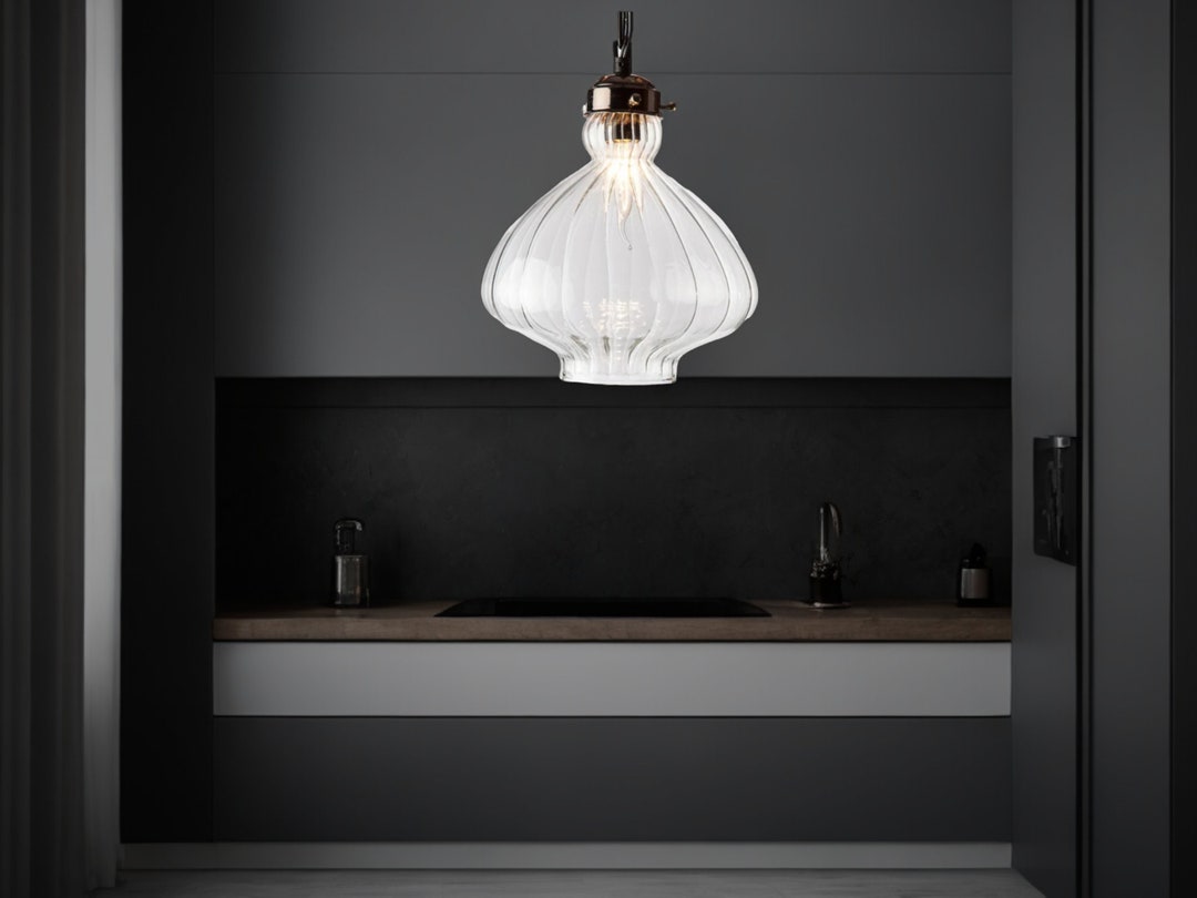 Contemporary Kitchen Glass Pendant Light, Elegant Blown Glass Pendant ...