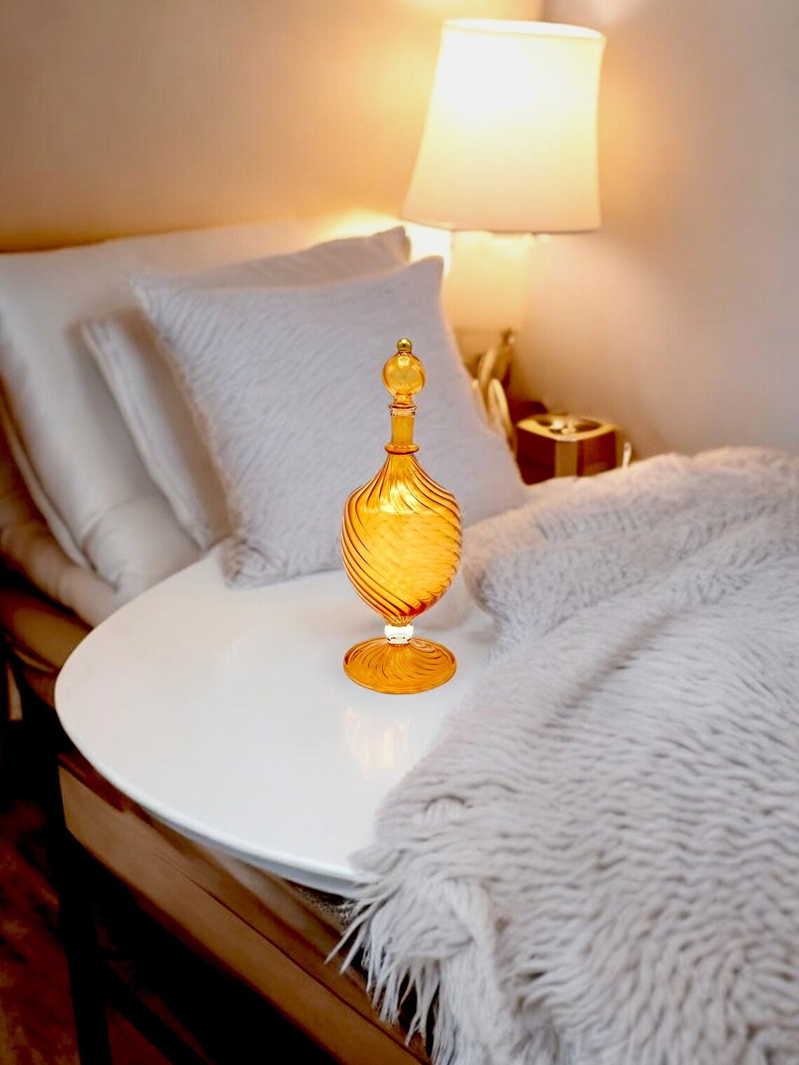 Handcrafted Orange Glass Perfume Bottle - Hand Painted Essential Oil ...