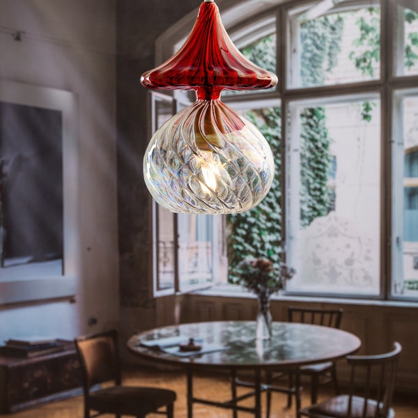 Blown Glass Pendant Light - Etsy