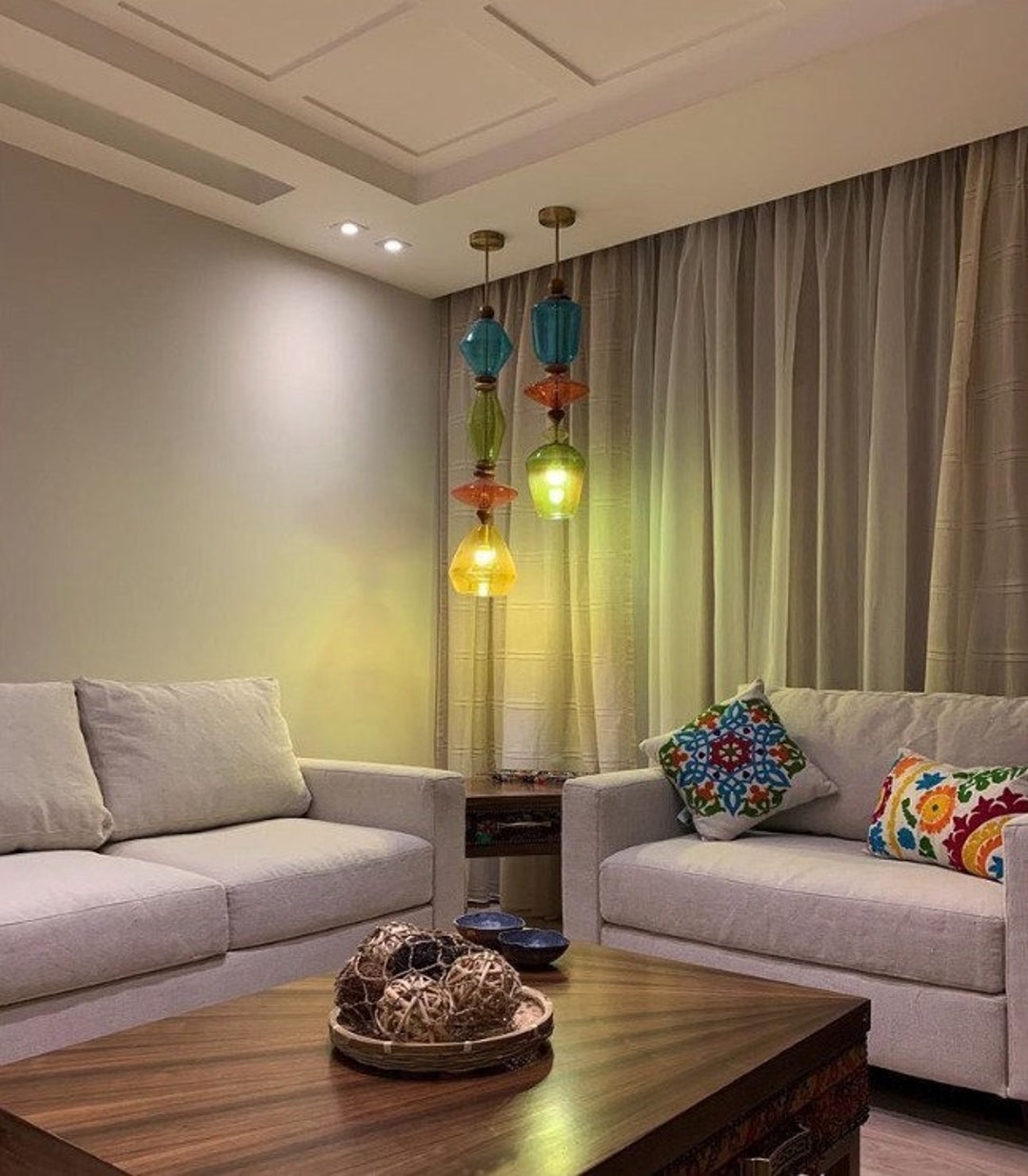 Customizable Multicolored Blown Glass Pendant Light – Modern Ceiling ...