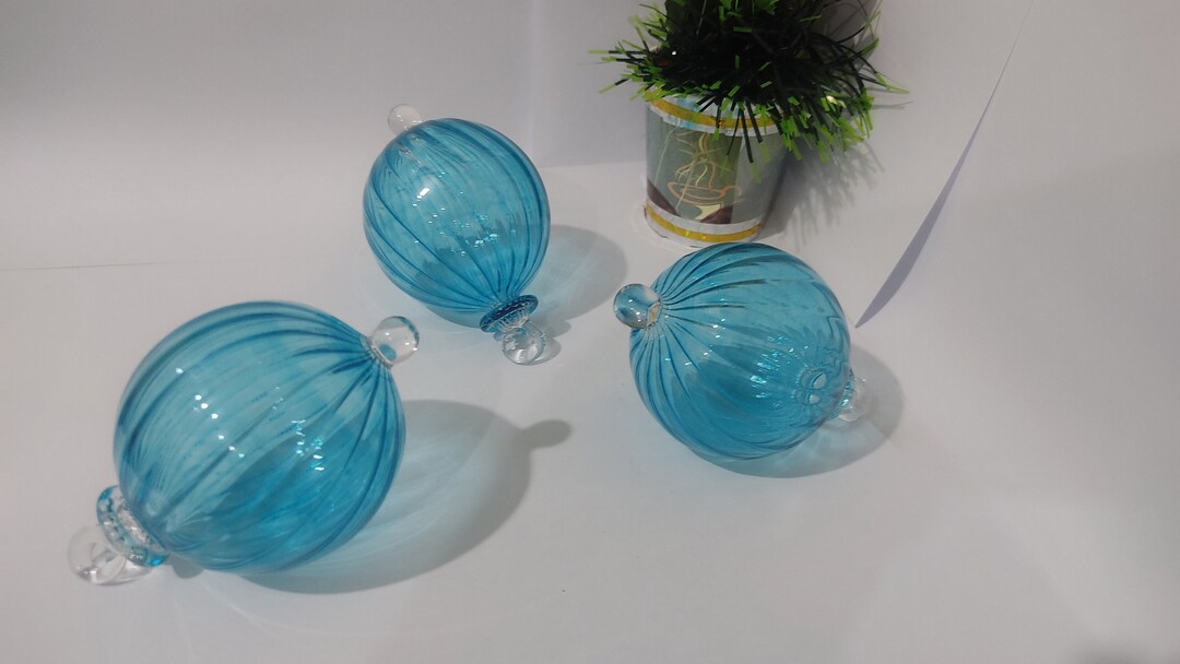 Set of 3 Terquaz Baby Blue Christmas Balls – 3.5 Inch - Etsy