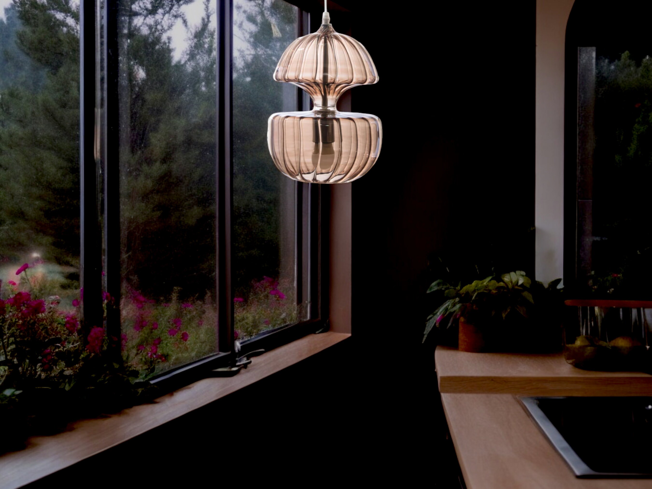 Artisan Handblown Glass Pendant Light - Modern Kitchen Island Lighting ...