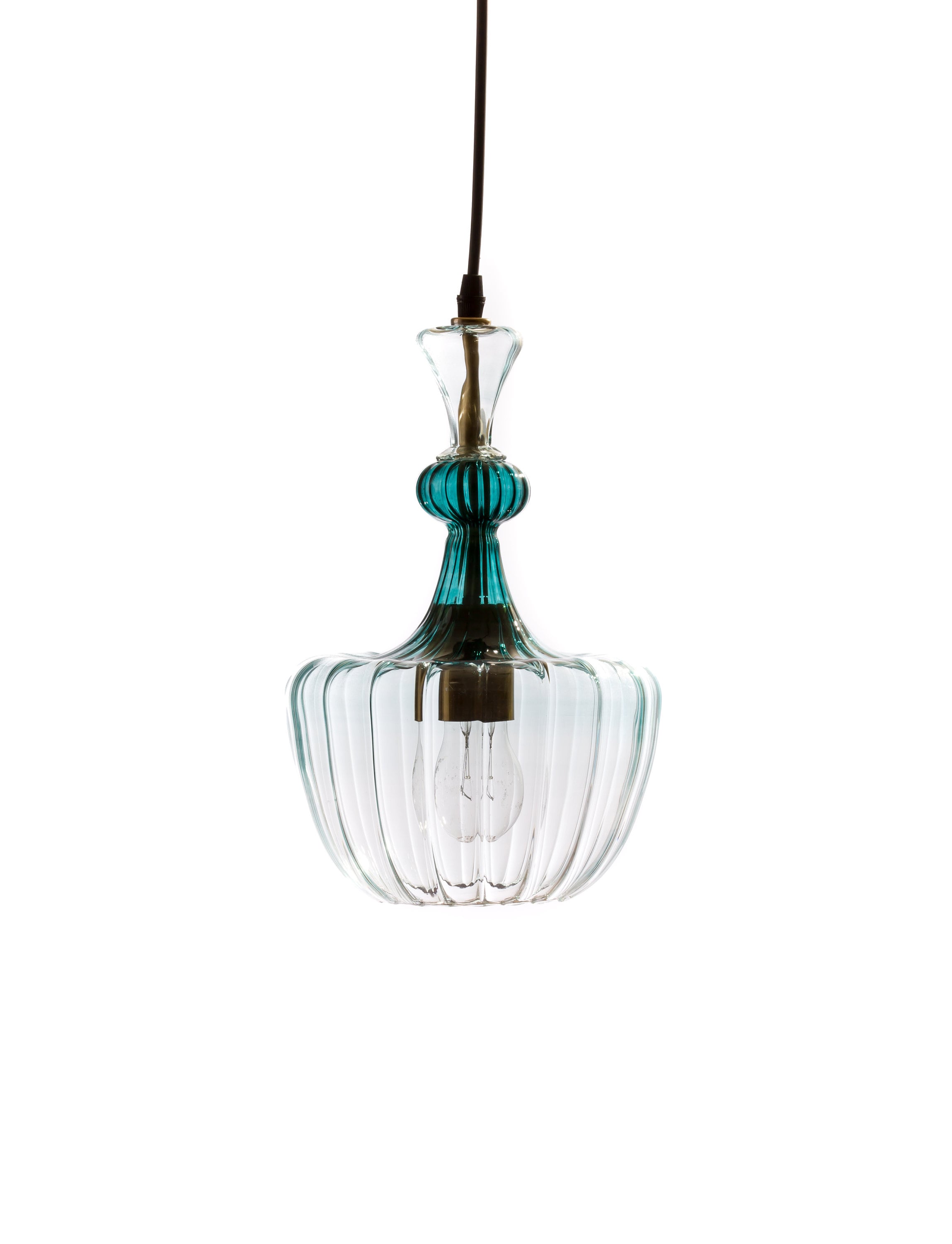 Teal Hand-blown Glass Pendant Light – Artisan Kitchen Island Chandelier ...