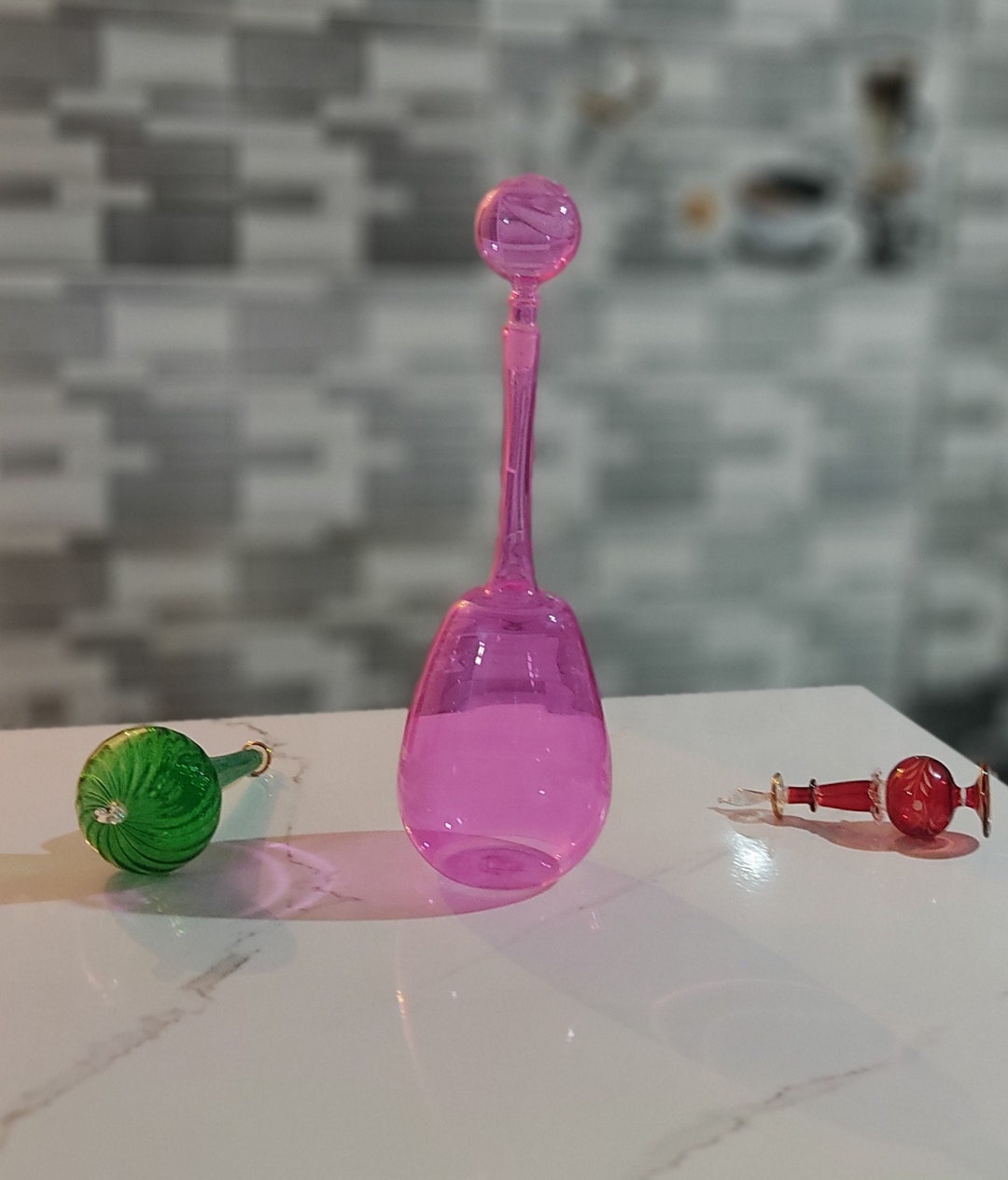 SPHERE Pink GLASS VASE Modern . - Etsy