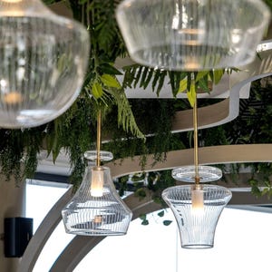 Set of 2 Hanging Light Glass Pendant Lights Artisan Ceiling Lamp ...