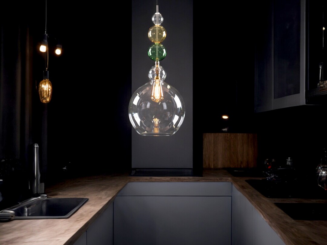 Exquisite Handcrafted Glass Pendant Lamp – Artisan Kitchen Chandelier ...