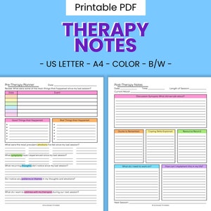 Hojas de trabajo imprimibles para tomar notas sobre terapia: asesoramiento sobre enfermedades ...