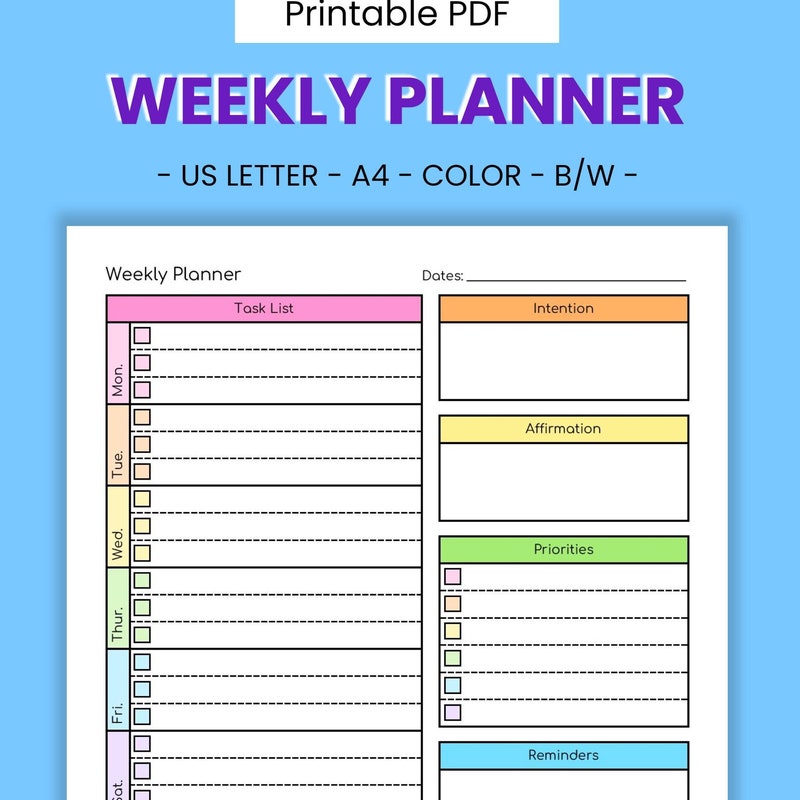 Weekly Work Planner - Etsy