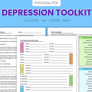 Depression Toolkit Printable Coping Worksheets Mental Health - Etsy
