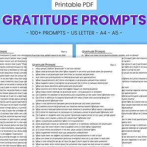 Gratitude Journal Writing Prompts 100 Printable Questions - Etsy