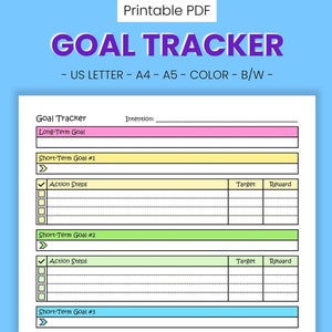 Goal Tracker Printable Habit Planner Goal Setting Habit - Etsy