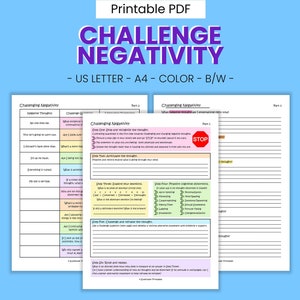 Challenge Negative Thinking Printable Worksheets Boost Self-esteem ...