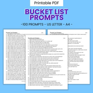 Bucket List Journal Writing Prompts 100 Printable Questions, Manifest ...