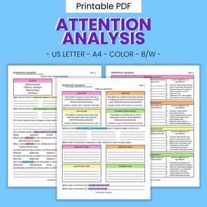 Attention Analysis Printable Focus Worksheets - Productivity Evaluation ...