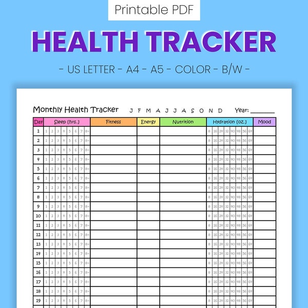 Monthly Health Chart - Etsy