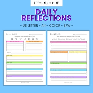 Daily Reflection Journal Pages Printable Check In, Morning & Evening ...