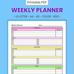 Printable Weekly Priority Planner Task Checklist Goat - Etsy