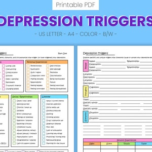 Depression Triggers Printable Checklist Self Awareness - Etsy