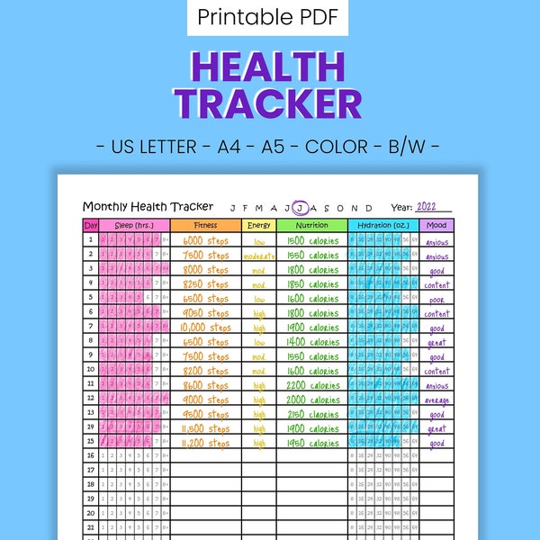 Wellness Chart - Etsy