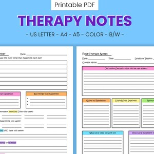Therapy Note Taking Printable Worksheets Mental Illness - Etsy