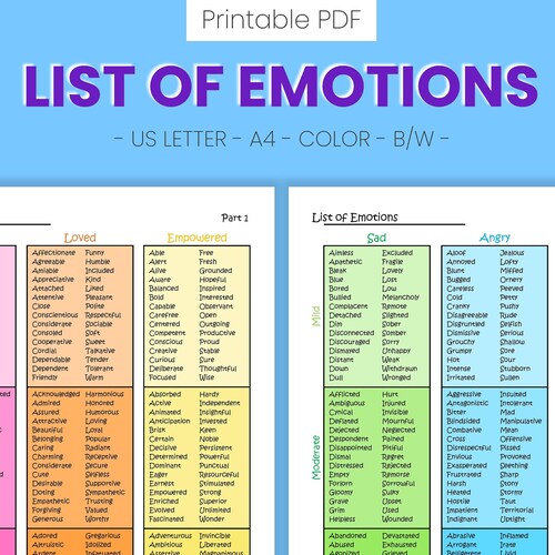 List of Feelings Printable - Etsy