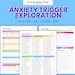 Anxiety Trigger Exploration Printable Worksheets Panic Attack Coping, Self Help Journal, Stress ...