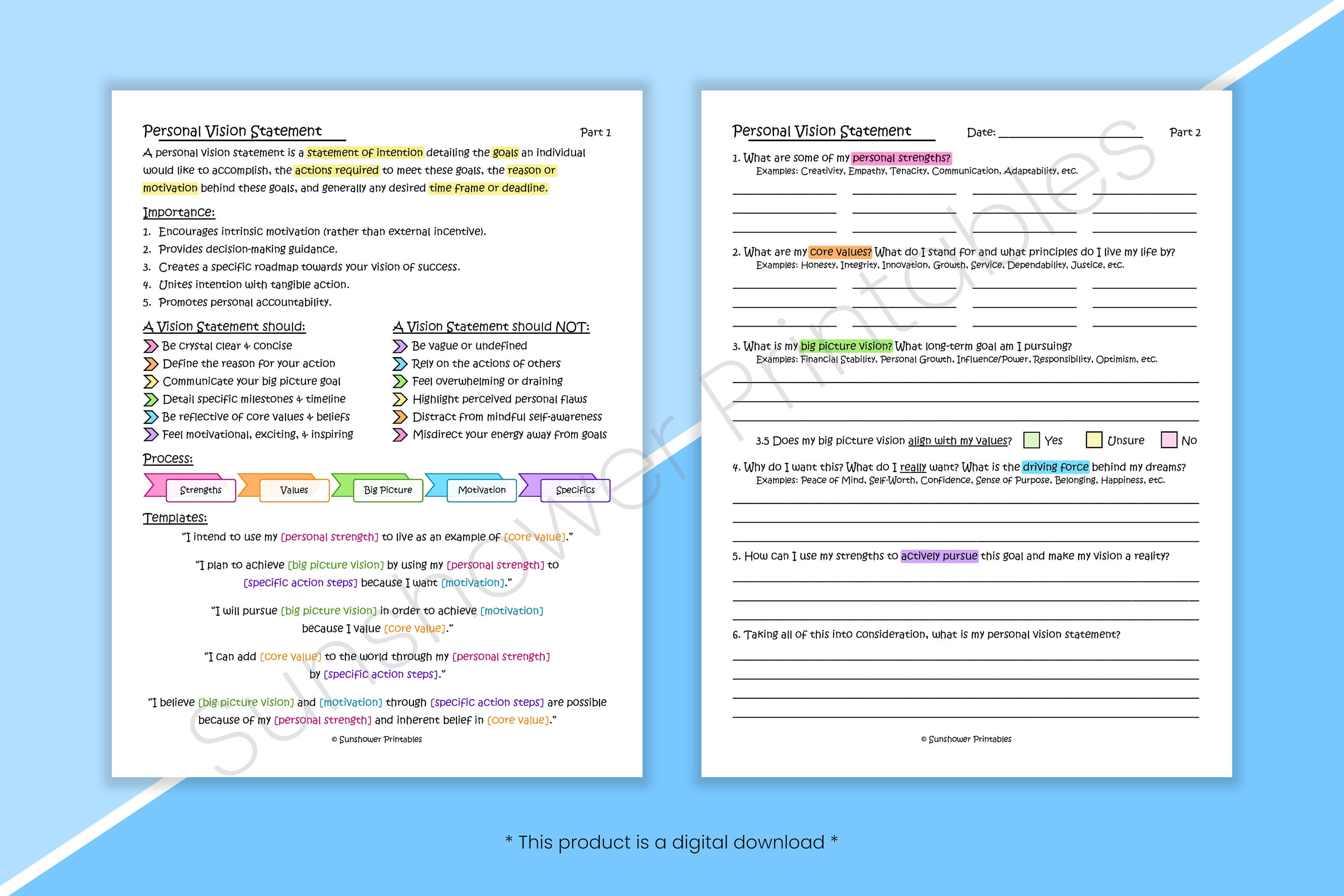 Personal Mission Statement Worksheet