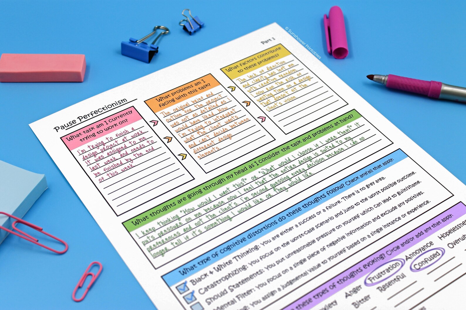 Stopping Perfectionism Printable Worksheets Self-esteem - Etsy