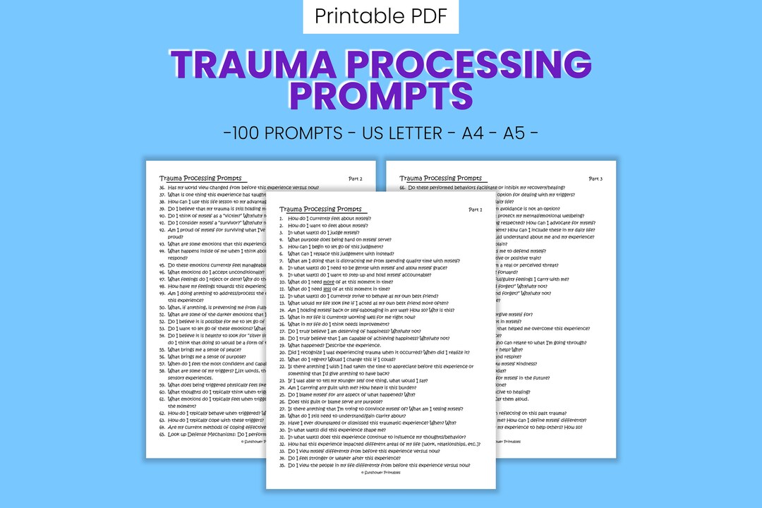 Trauma Processing Journal Writing Prompts 100 Printable - Etsy