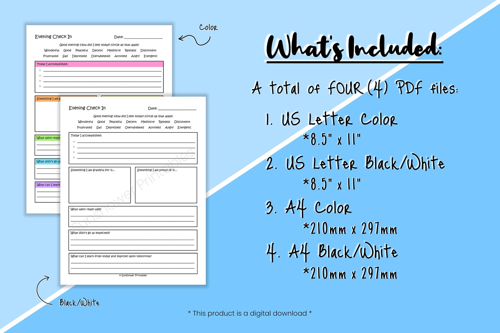 Daily Reflection Journal Pages - Printable Check In, Morning & Evening ...