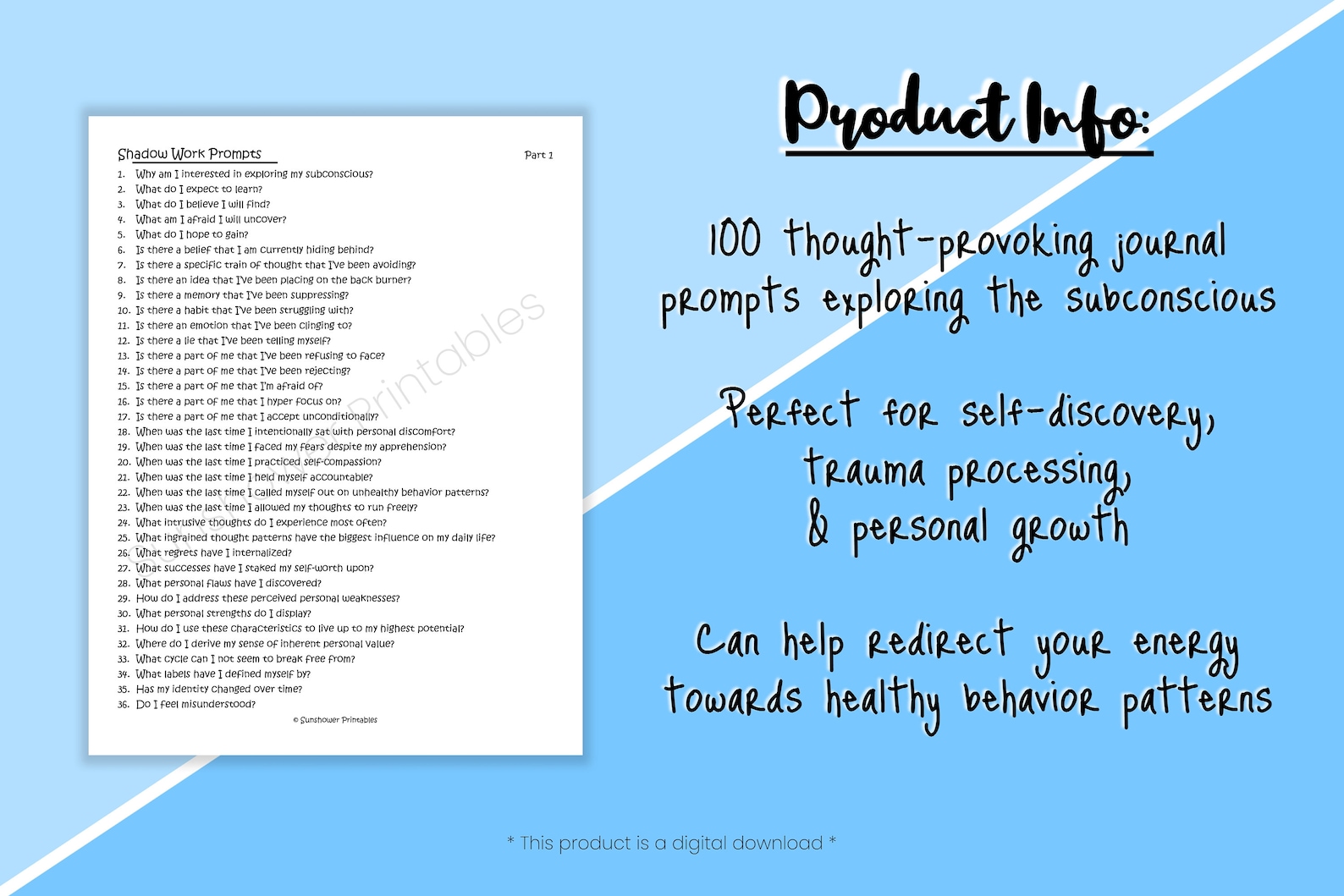 Shadow Work Journal Writing Prompts 100 Printable - Etsy