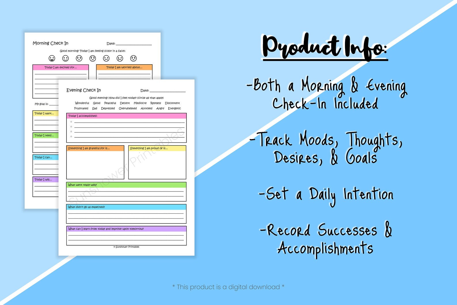 Daily Reflection Journal Pages Printable Check In, Morning & Evening ...