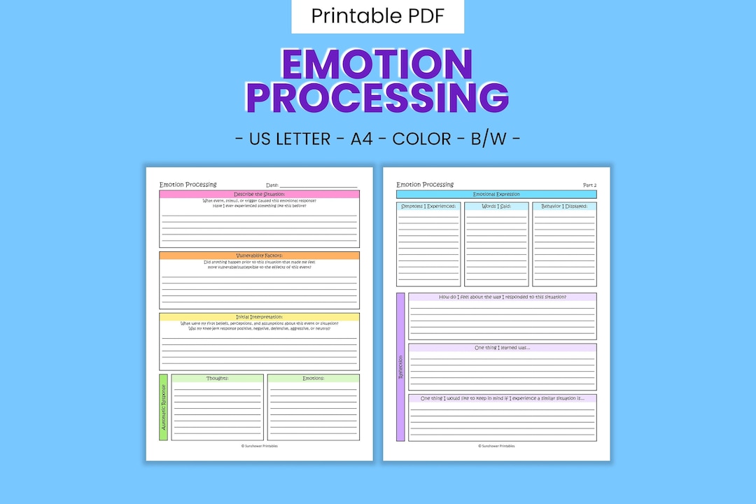 Emotion Processing Printable Therapy Worksheets - Mood Regulation ...