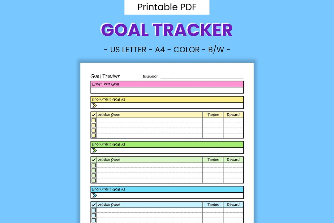 Goal Tracker Printable Habit Planner - Goal Setting, Habit Tracking ...