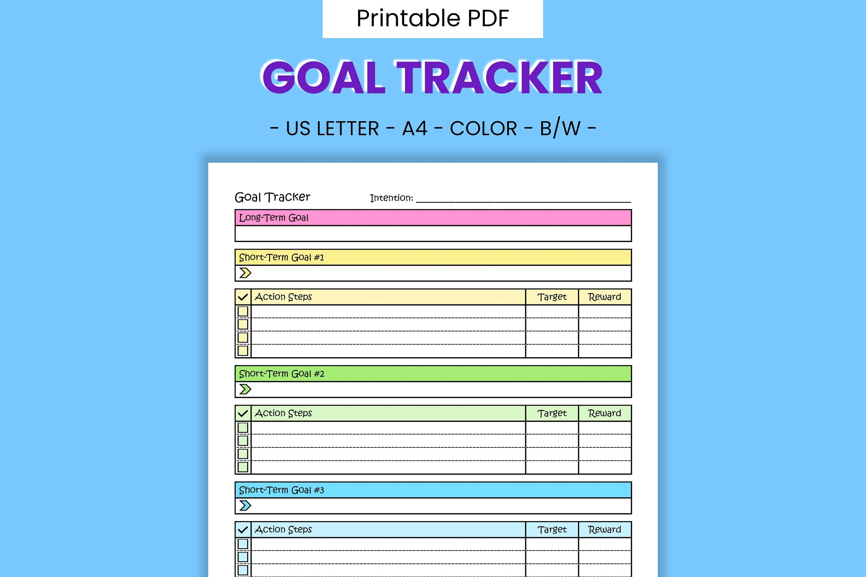 Goal Tracker Printable Habit Planner - Goal Setting, Habit Tracking ...