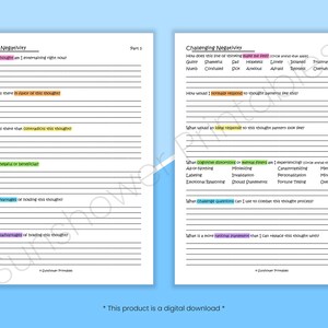 Challenge Negative Thinking Printable Worksheets Boost Self-esteem ...