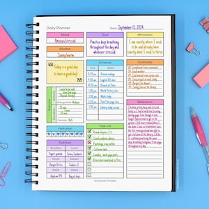 Daily Planner Printable Journal Page - Schedule & Task List, ADHD ...