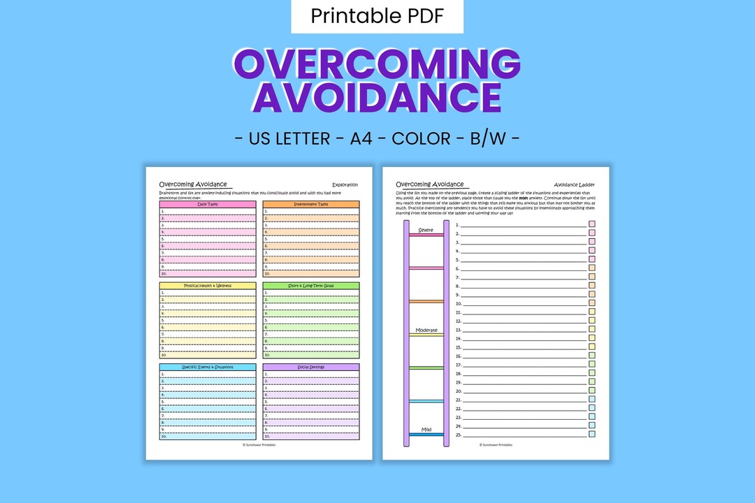 Overcoming Anxiety Avoidance Printable Worksheet - Exposure Therapy ...