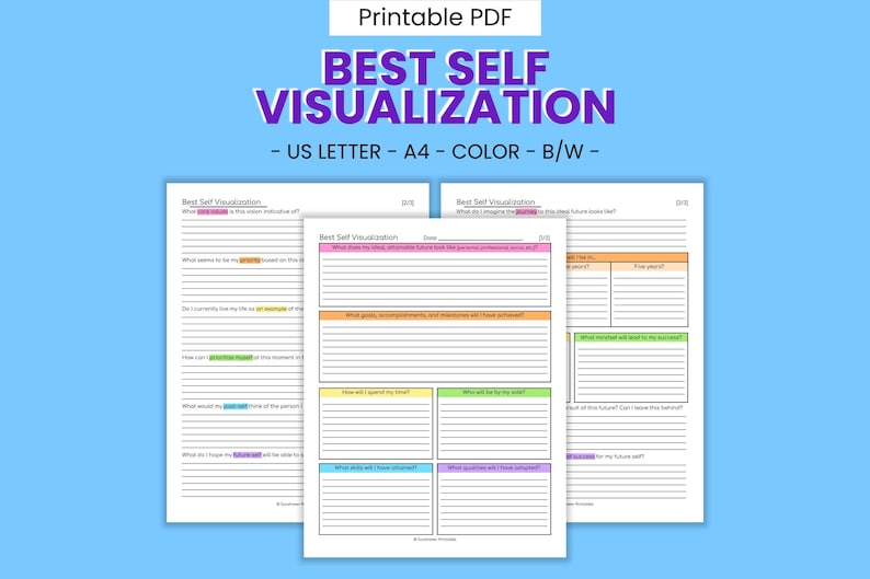 Best Self Visualization Printable Worksheets - Manifest Success, Future ...