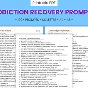 Addiction Recovery Journal Writing Prompts 100 Printable - Etsy
