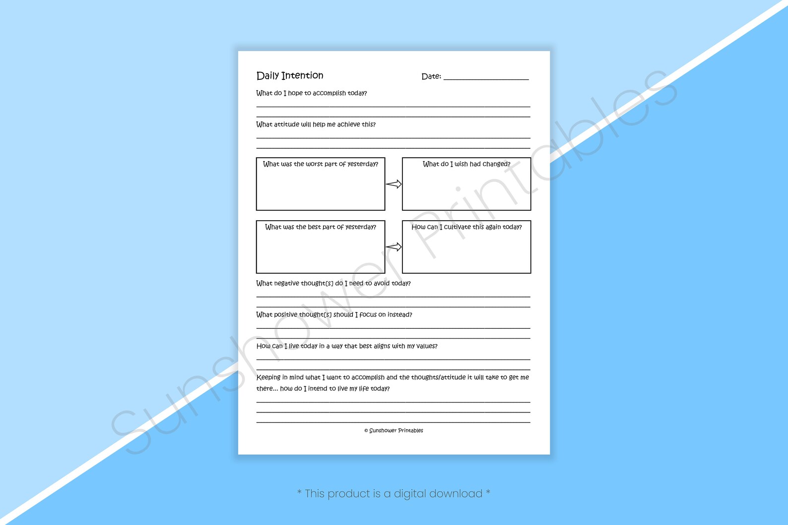 Daily Intention Printable Journal Prompts Mindful Living - Etsy
