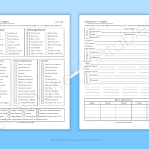 Depression Triggers Printable Checklist - Self Awareness Worksheet ...