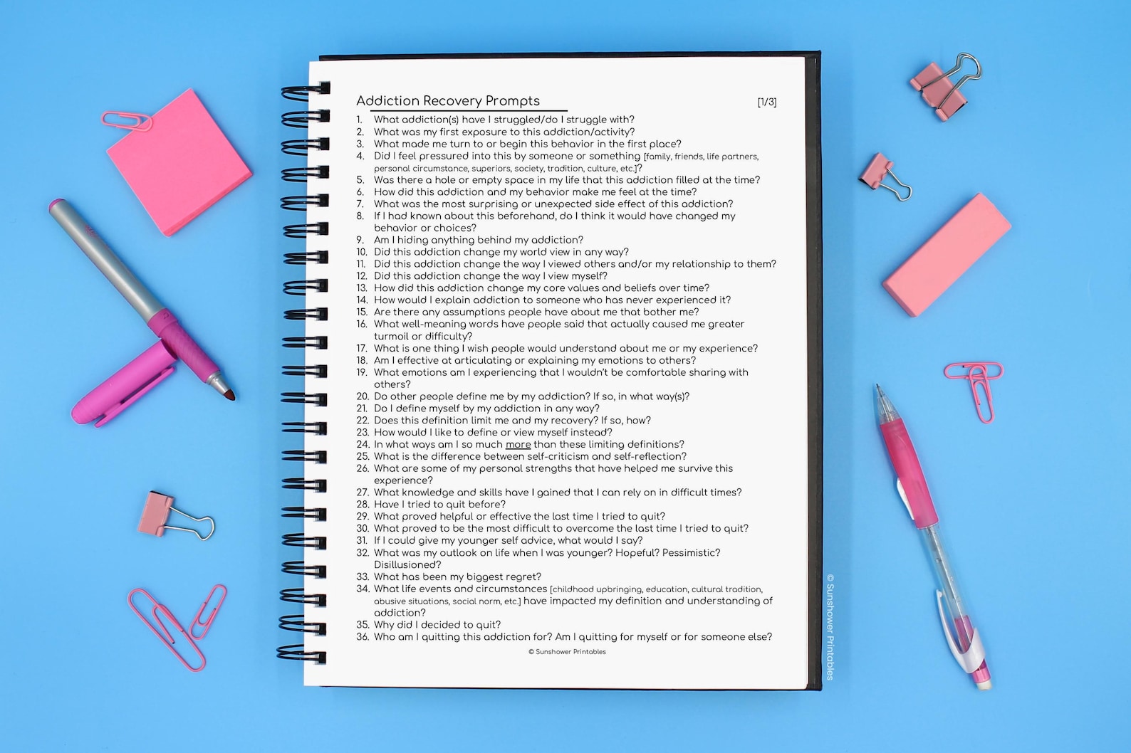 Printable Addiction Recovery Journal Writing Prompts - Etsy