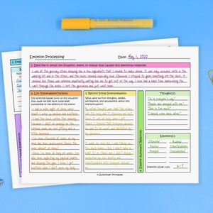 Emotion Processing Printable Therapy Worksheets Mood - Etsy