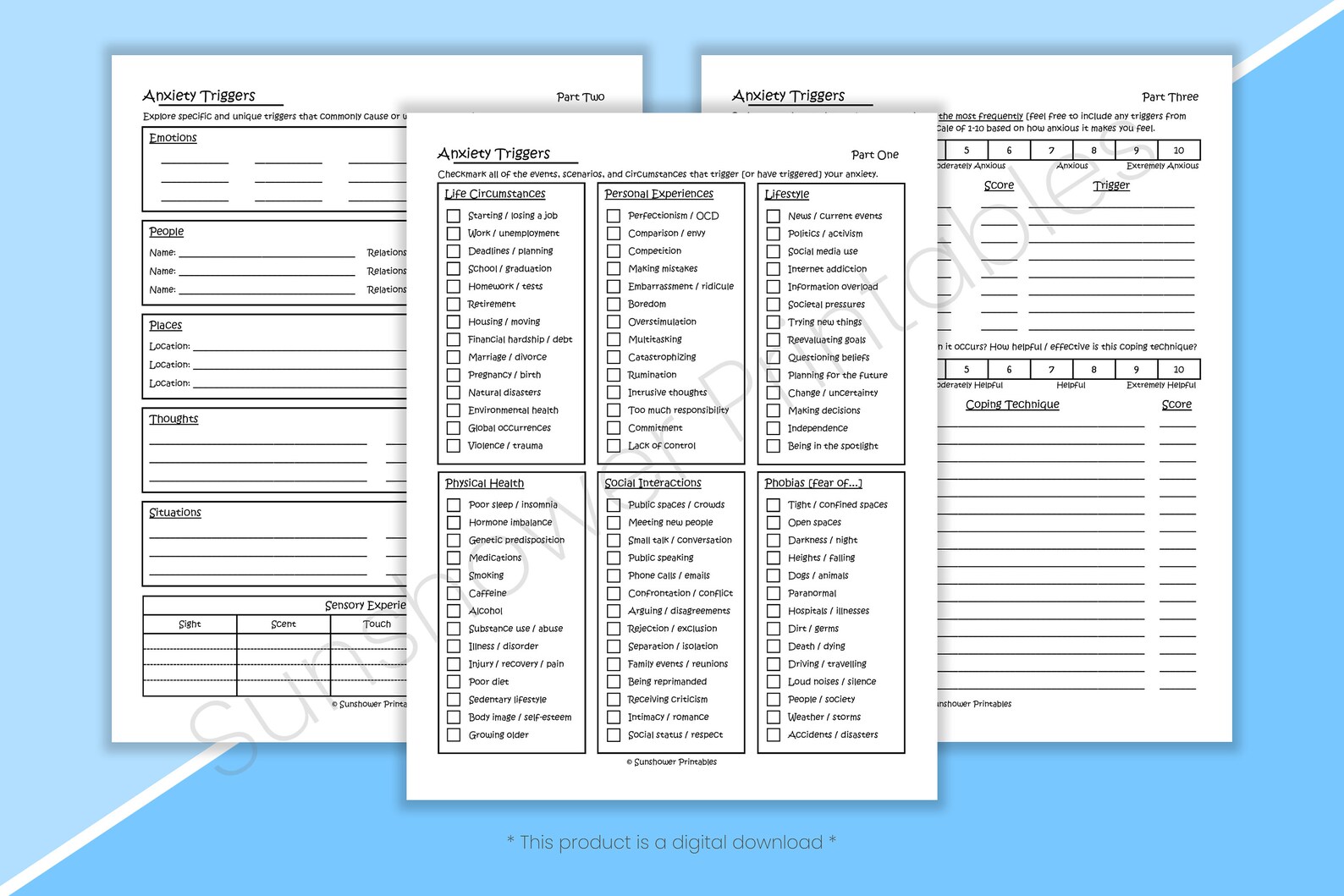 Anxiety Trigger Exploration Printable Worksheets - Panic Attack Coping ...