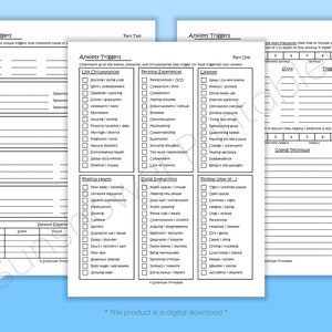 Anxiety Trigger Exploration Printable Worksheets - Panic Attack Coping, Self Help Journal ...