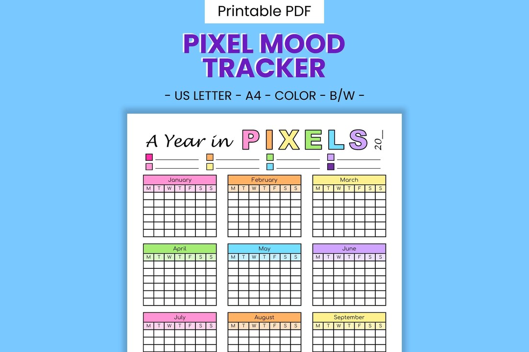 Pixel Mood Tracker Printable Planner - Bipolar & Depression Coping, Art ...