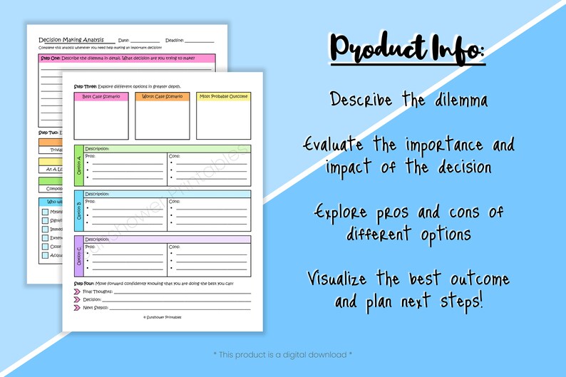 Decision Making Printable Worksheets - Opportunity Assessment, Personal ...