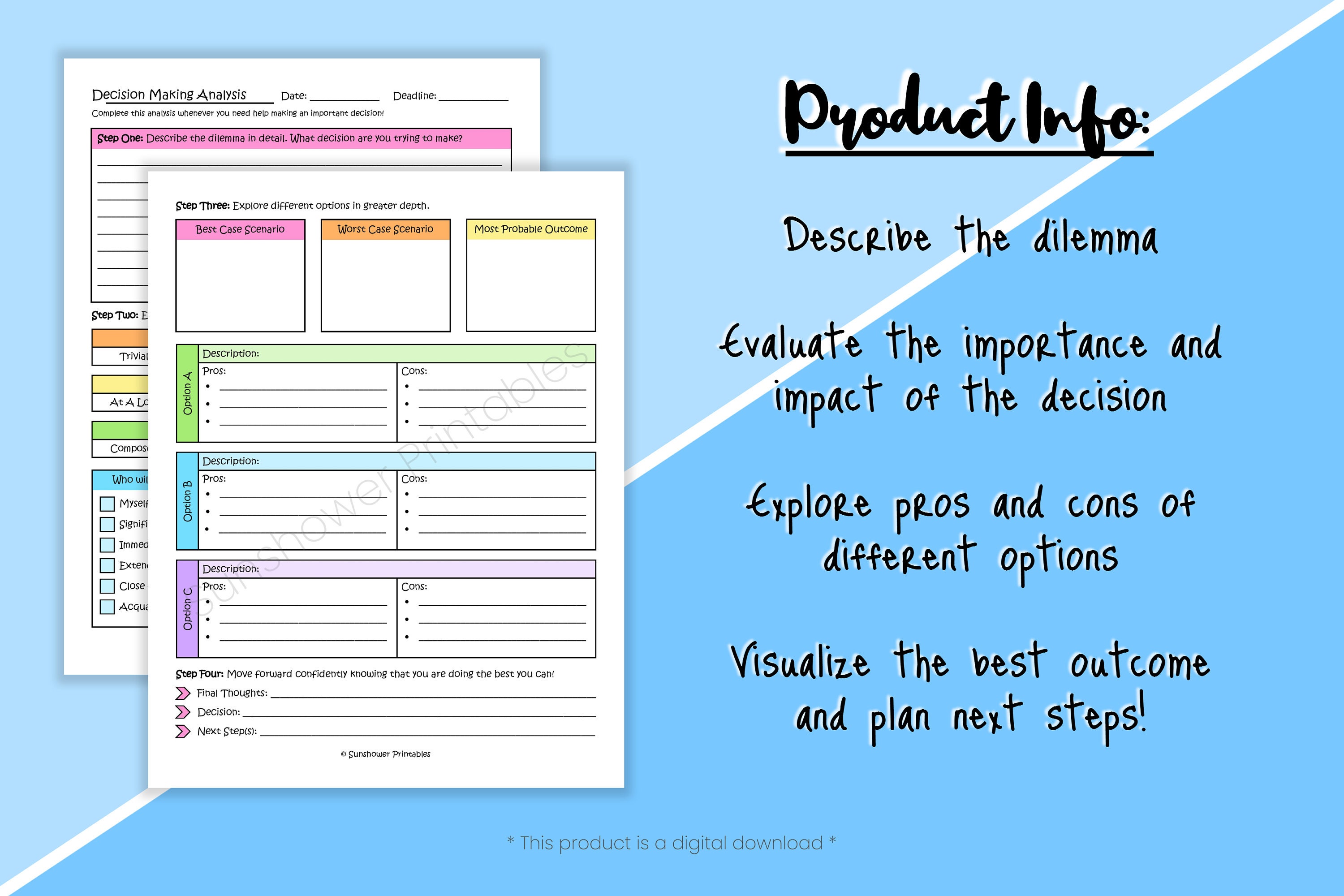 Decision Making Printable Worksheets Opportunity Assessment, Personal ...